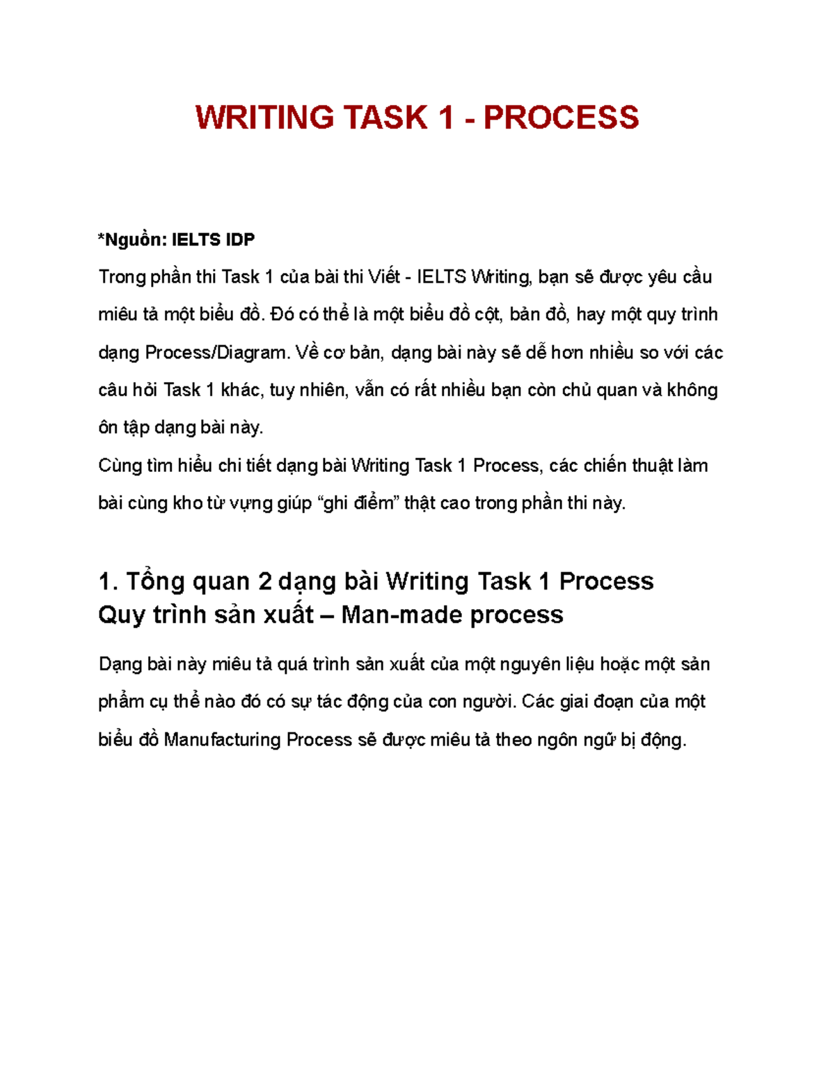 Writing TASK 1: IELTS Process Description Guide - Studocu