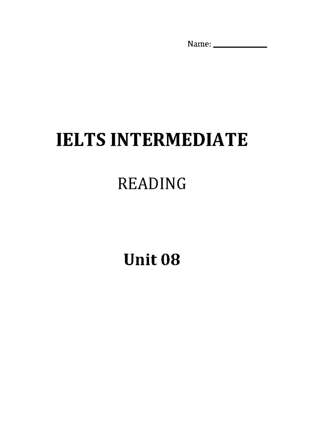 IELTS INTERMEDIATE READING Unit 08: Flowcharts & Vocabulary Exercises ...