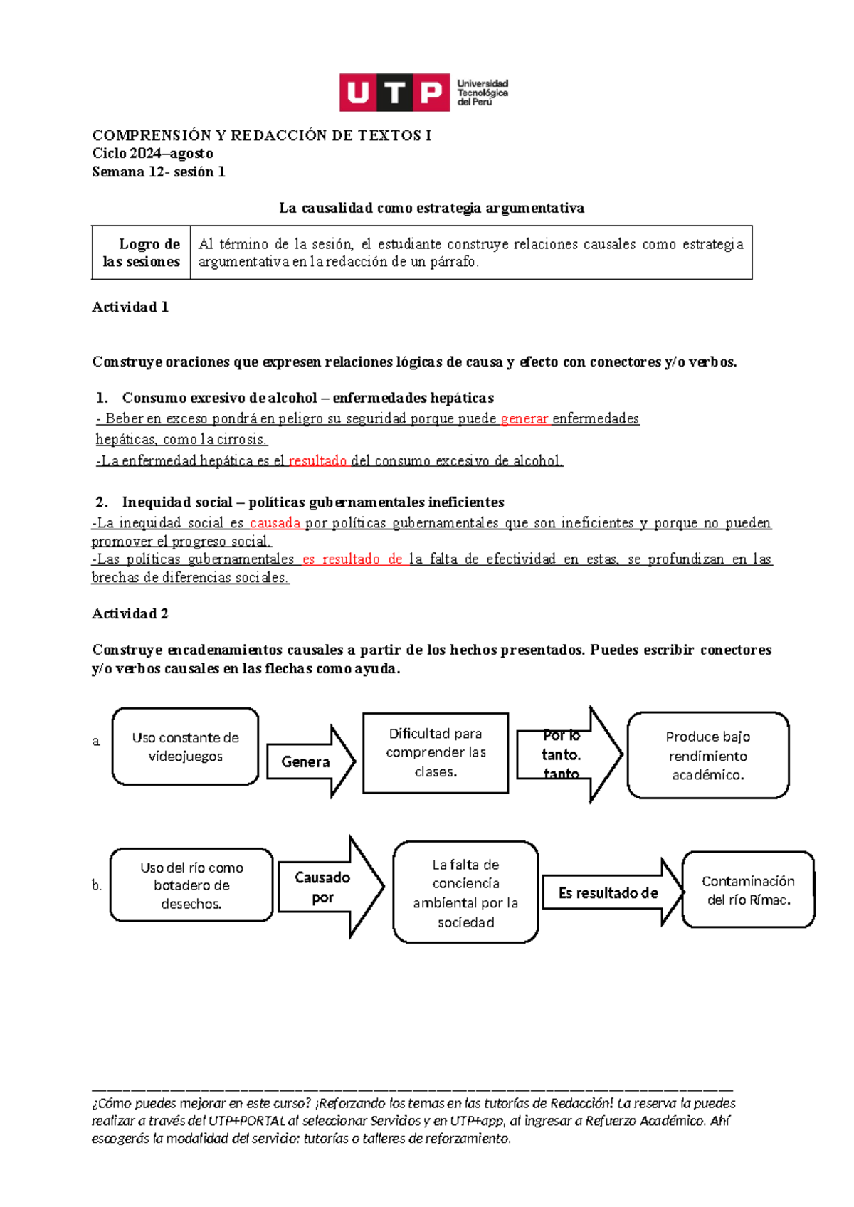 S12 Composición y Causalidad en Textos I - Ciclo 2024 - Studocu