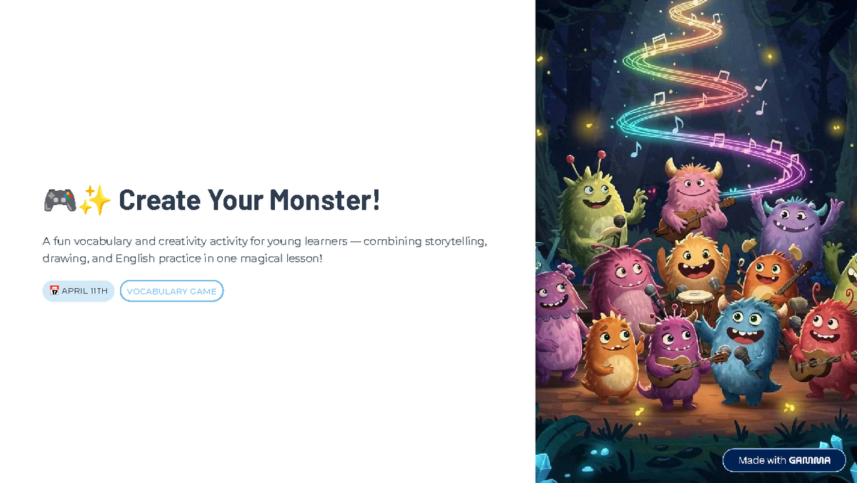 Create Your Monster! - Fun Vocabulary Activity for Young Learners - Studocu