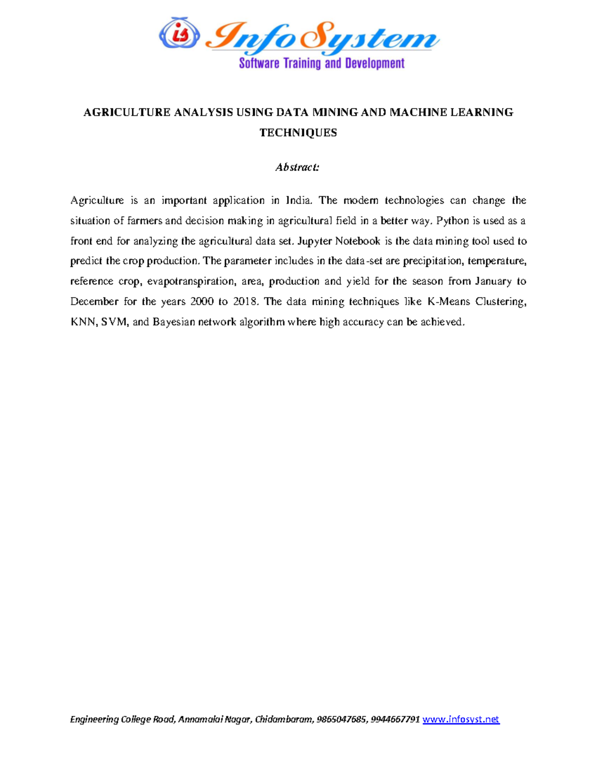 Python Data Science - AGRICULTURE ANALYSIS USING DATA MINING AND MACHINE LEARNING TECHNIQUES ...