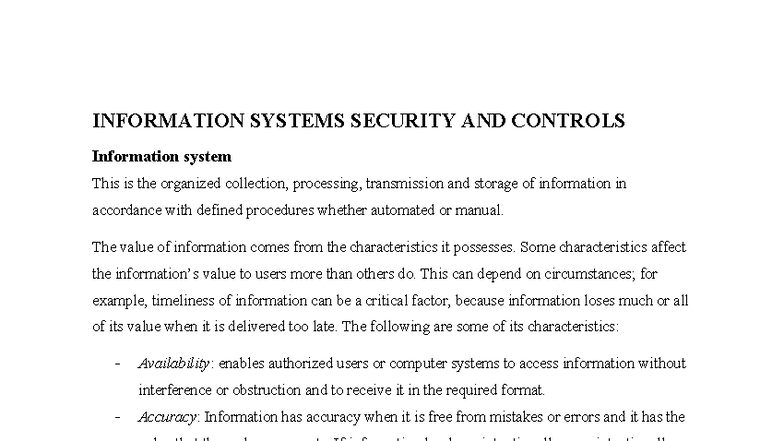 INFORMATION SYSTEMS SECURITY & CONTROLS: Key Concepts and Practices ...