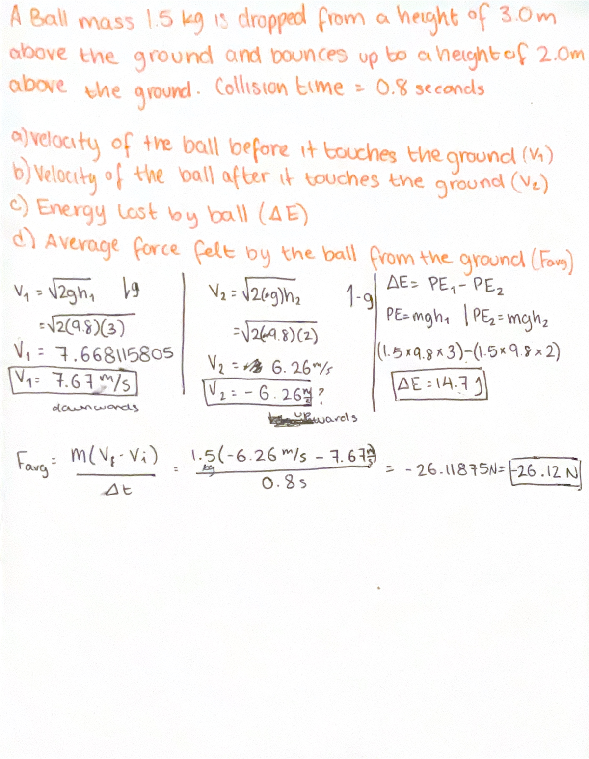 Physics 101 - In-Class Problem: Dropped Ball Dynamics Analysis - Studocu