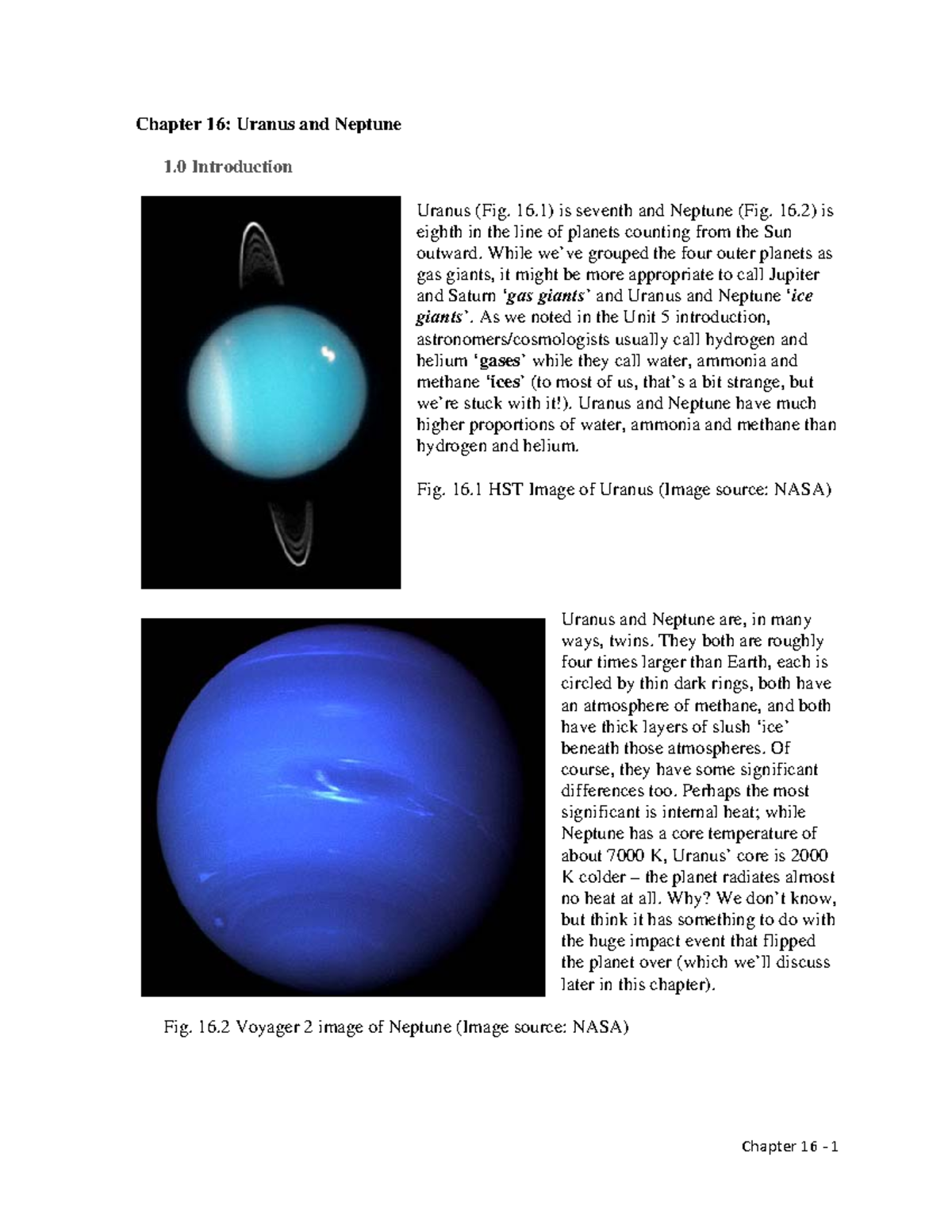 Chapter 16 - Neptune and Uranus Notes - Chapter 16: Uranus and Neptune ...