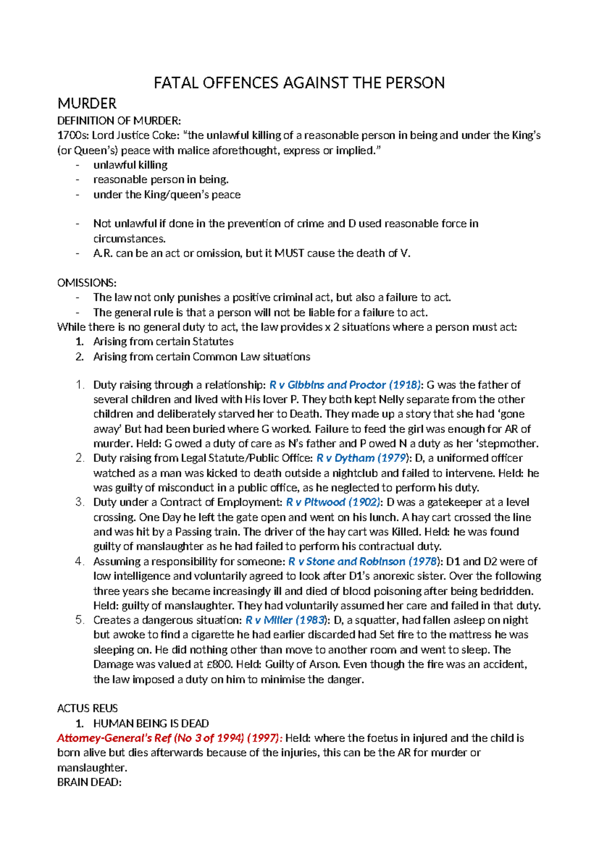 CRIM101: Comprehensive Analysis of Murder Laws and Case Studies - Studocu
