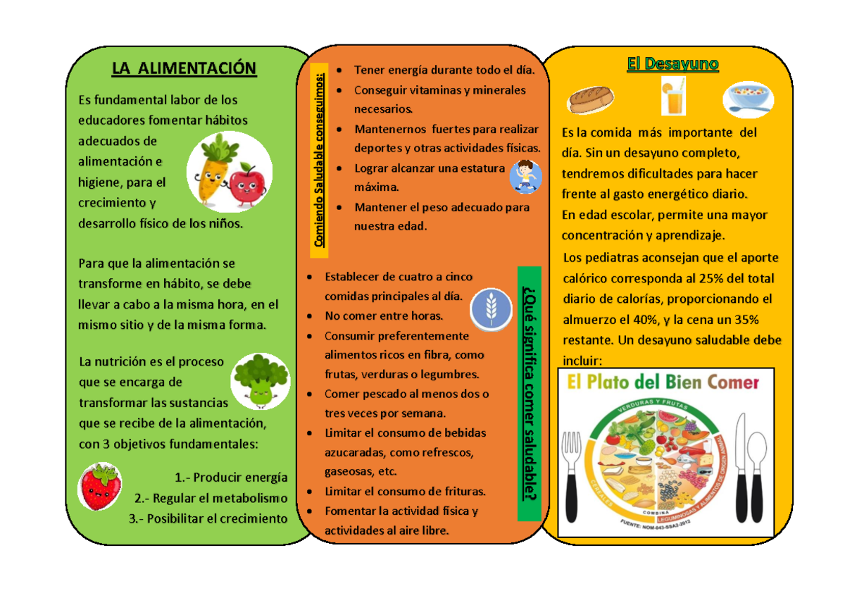 Triptico de Vida Saludable 4: Guía de Alimentación y Hábitos - Studocu
