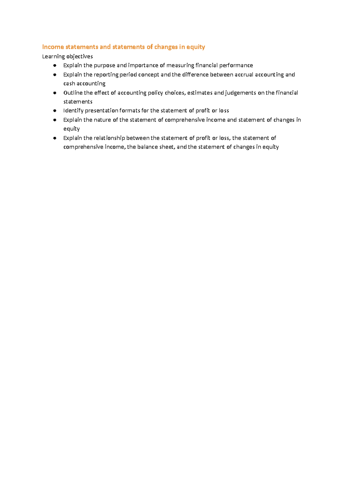 Income Statements & Changes in Equity: Exam Notes (ACCT 101) - Studocu