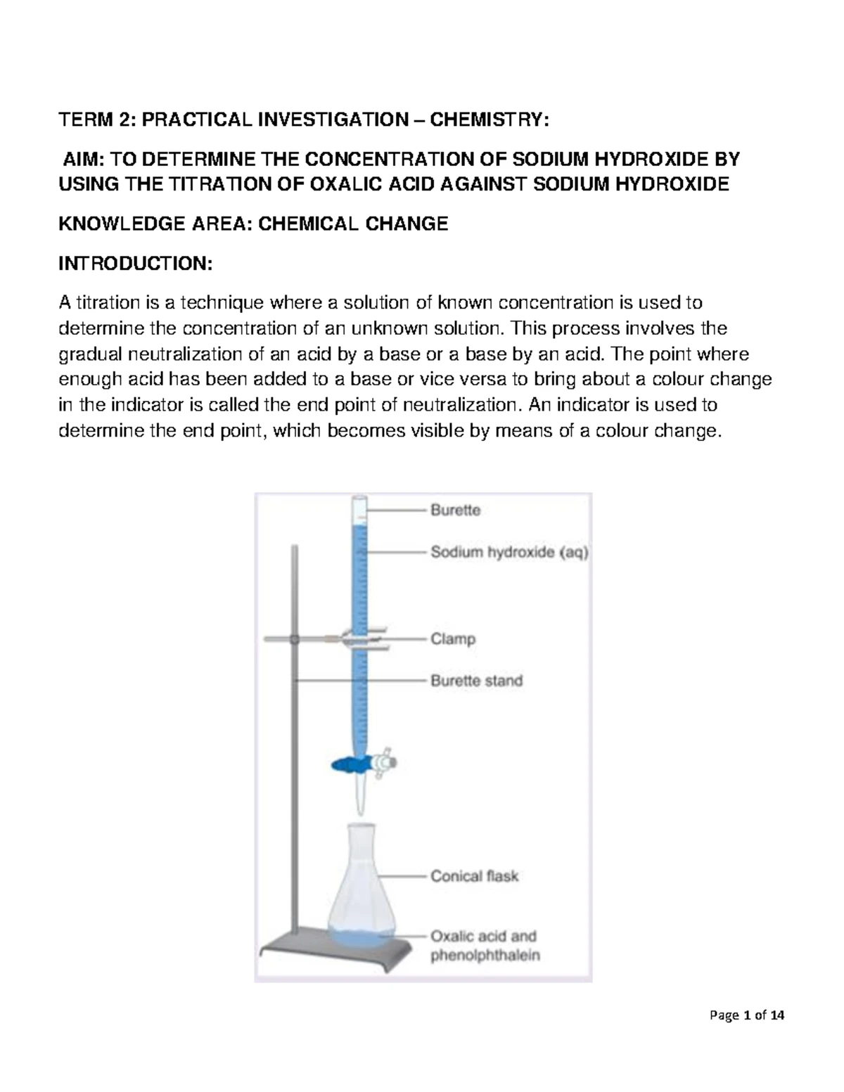 2018 Titration Practical -grade 12 - TERM 2: PRACTICAL INVESTIGATION ...