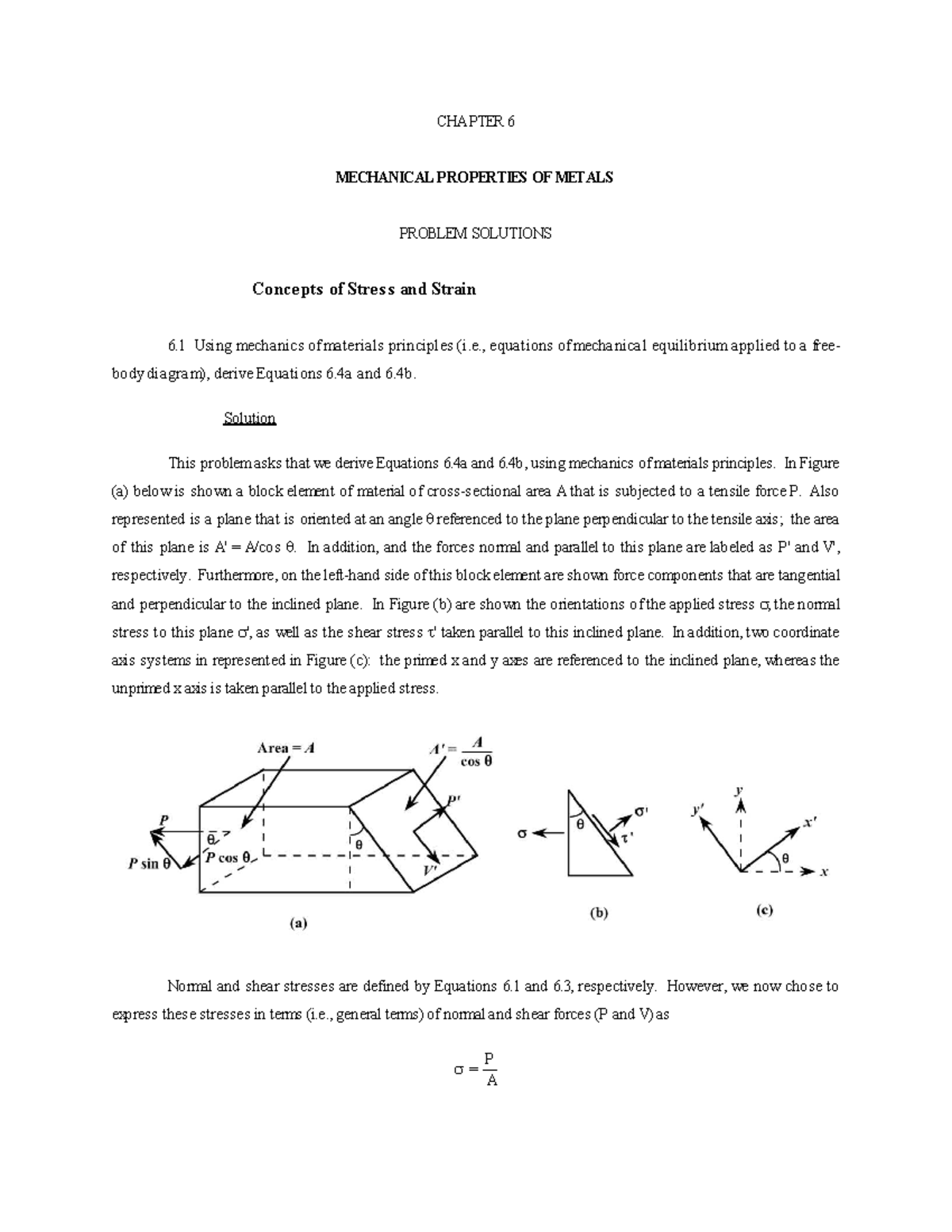 Ch06 - Questions for Chapter 6 with answers - ####### CHAPTER 6 ####### MECHANICAL PROPERTIES OF ...