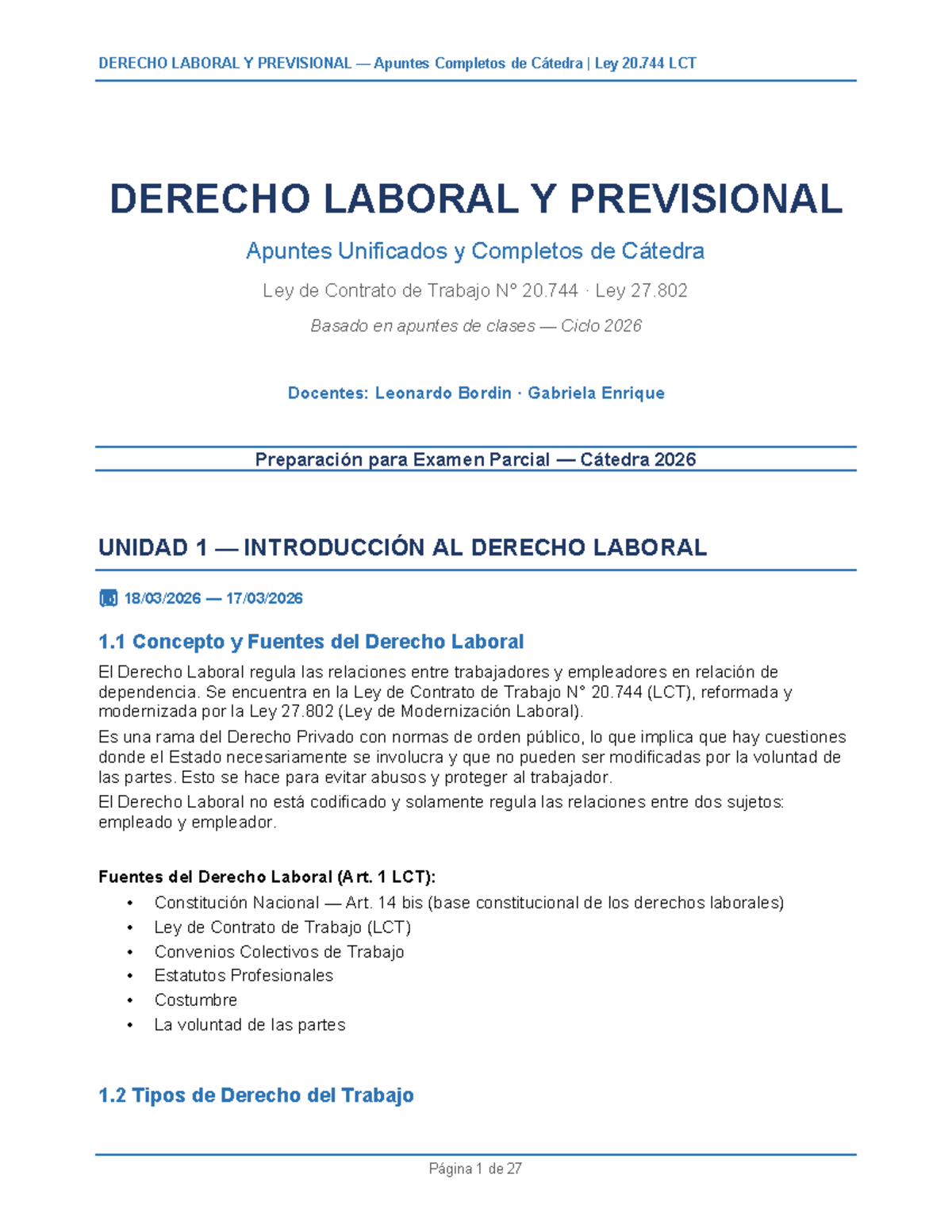 DERECHO LABORAL Y PREVISIONAL: Apuntes Completos para Examen Parcial ...