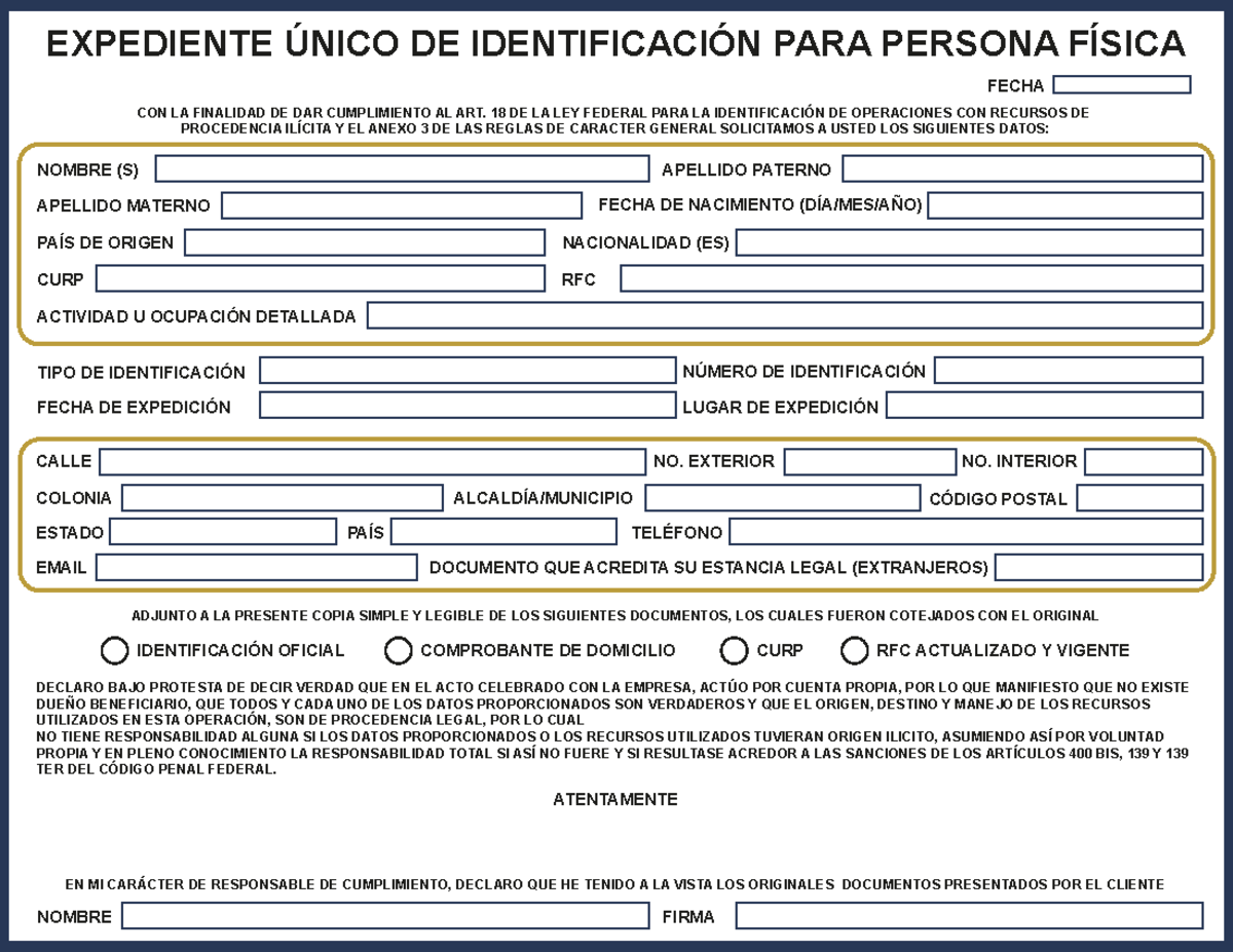 Expediente Único de Identificación para Persona Física - Guía Completa ...