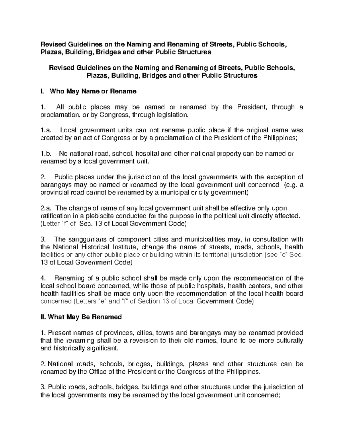 Revised Naming Guidelines for Streets and Public Structures - Studocu