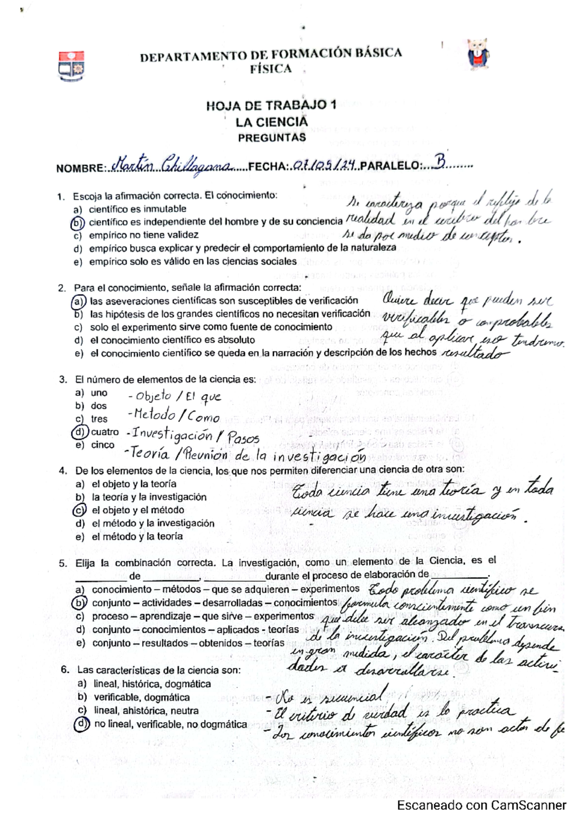 Hoja De Trabajo De Medidas Científicas