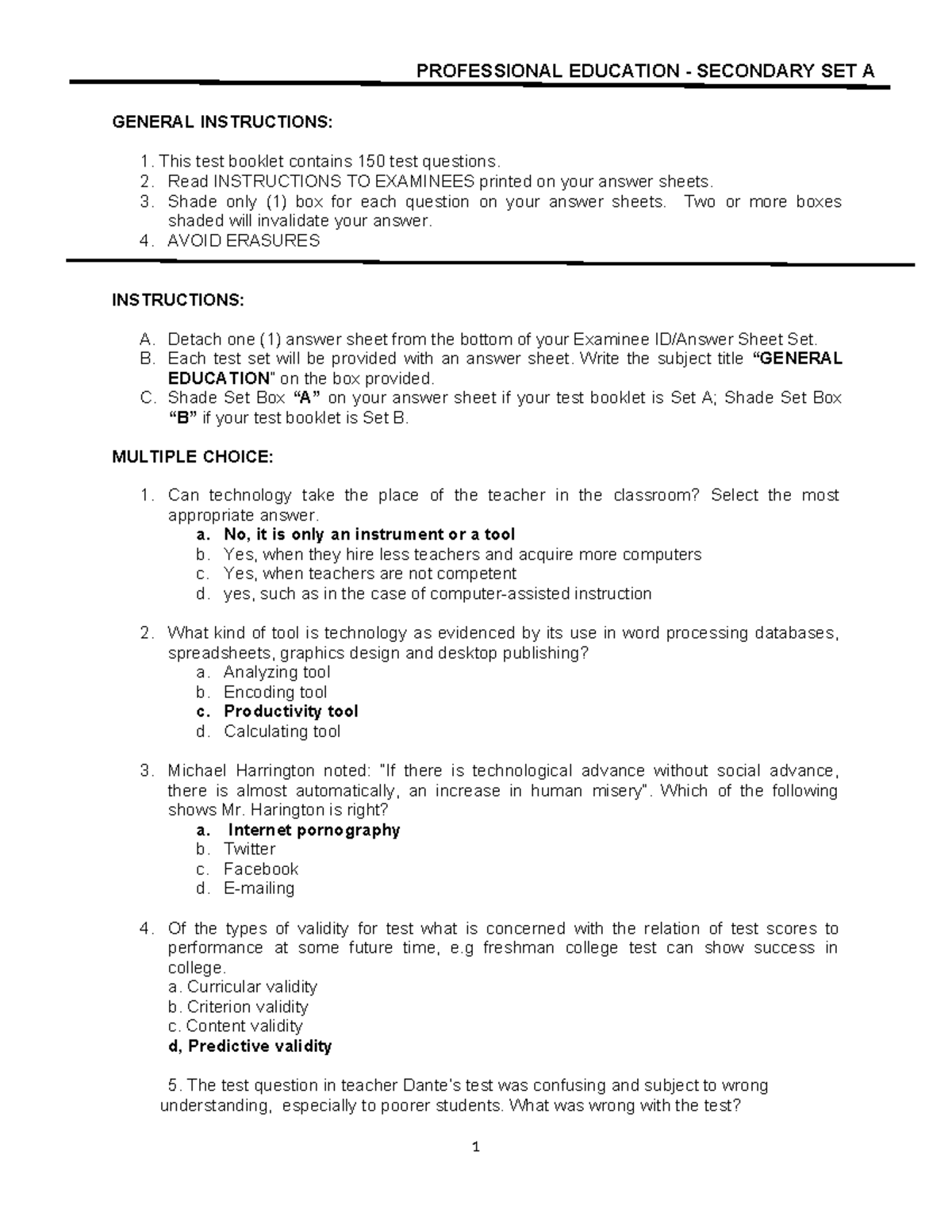 Prof ED 2019 SET A - Comprehensive Reviewer for General Education Test ...