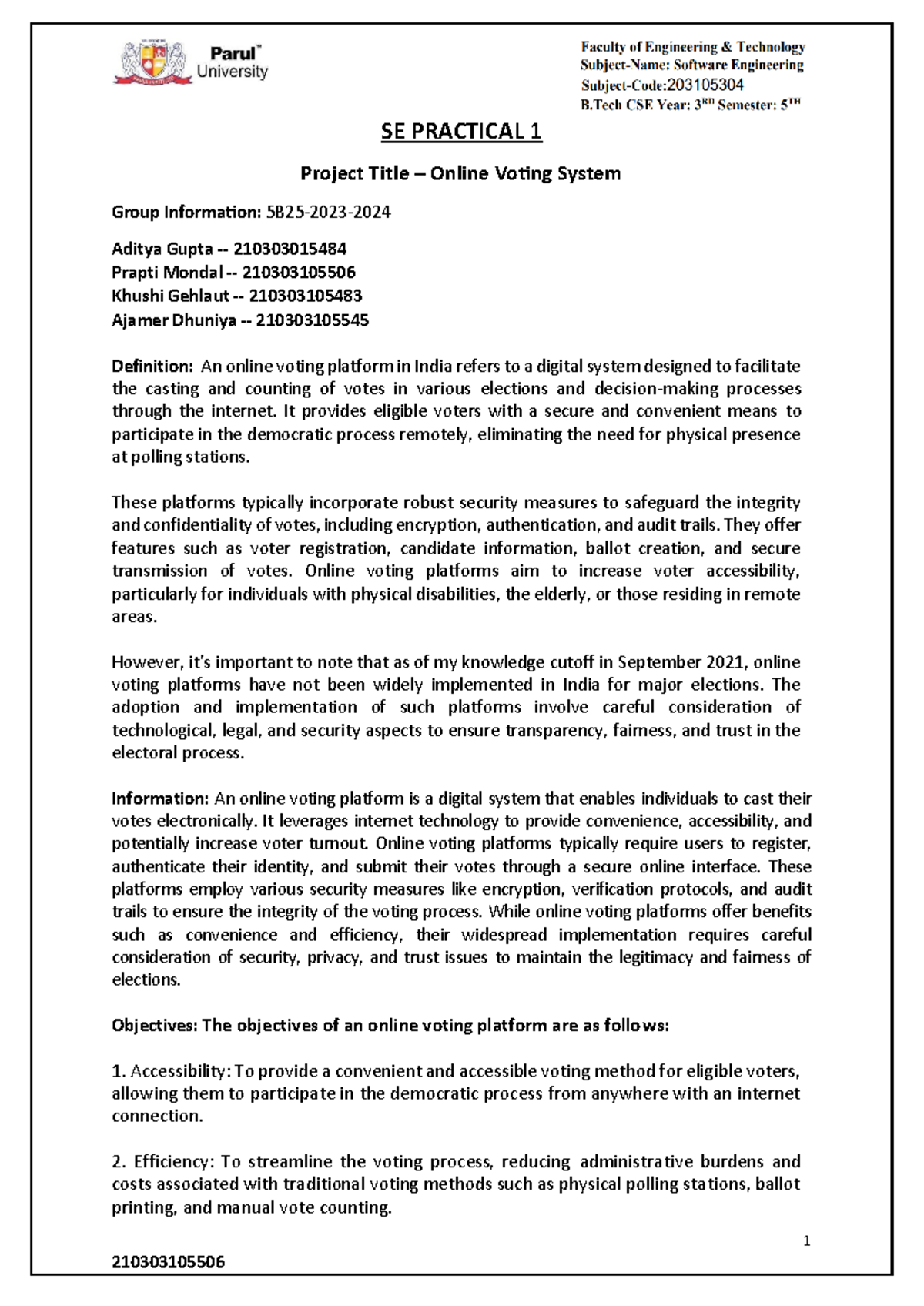 SE Practical Guide: Online Voting System and Software Development ...