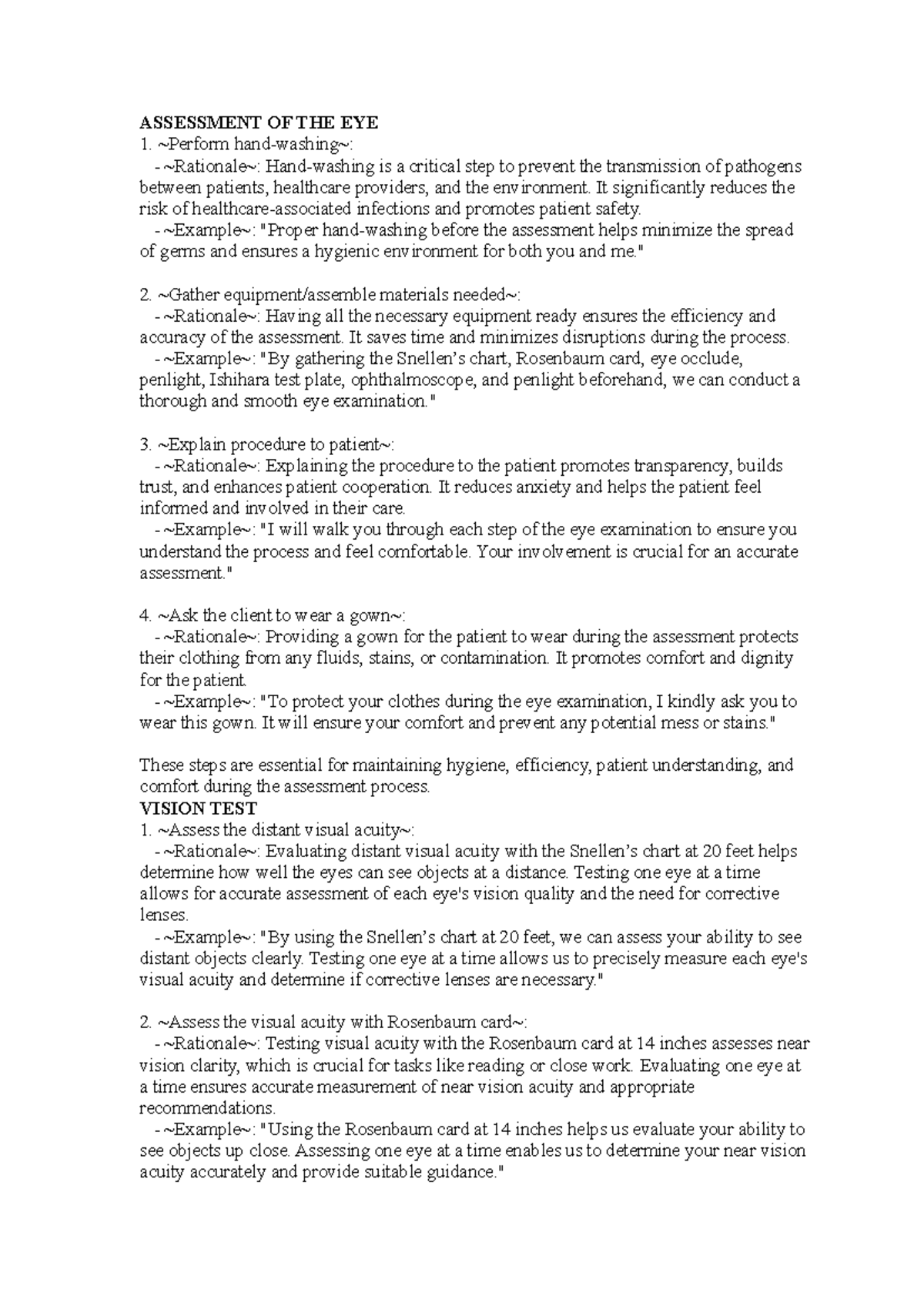 Assessment of Eyes and Ears: Key Procedures and Rationale - Studocu