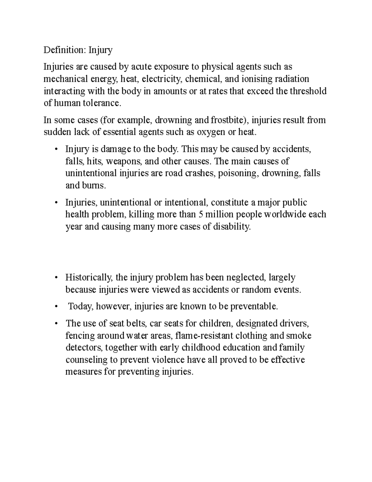 Injury Definition and Key Prevention Strategies: A Comprehensive ...