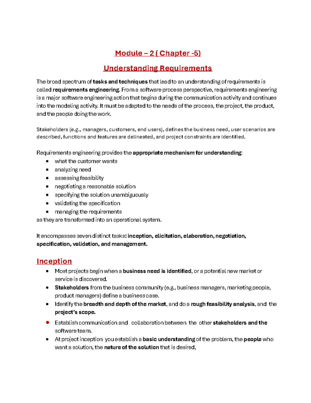 SEPM - BCS 501 - Module 2: Understanding Requirements Engineering - Studocu
