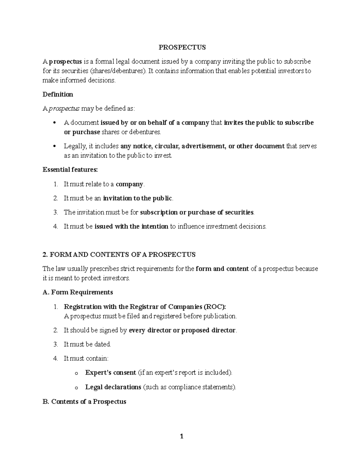 Prospectus Overview and Legal Requirements - Lesson 5 - Studocu