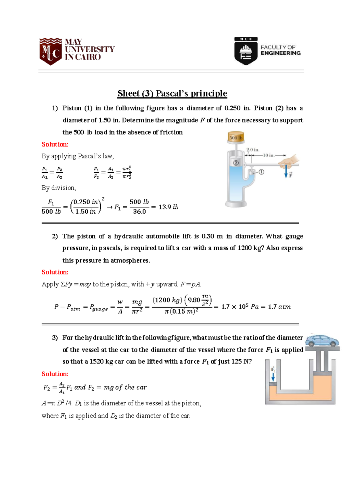 Hydraulic Principles and Calculations - Sheet 3 Model Answers - Studocu
