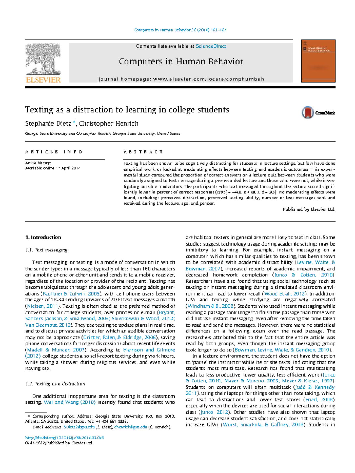 Texting as a Distraction in College Learning: Empirical Study Insights ...