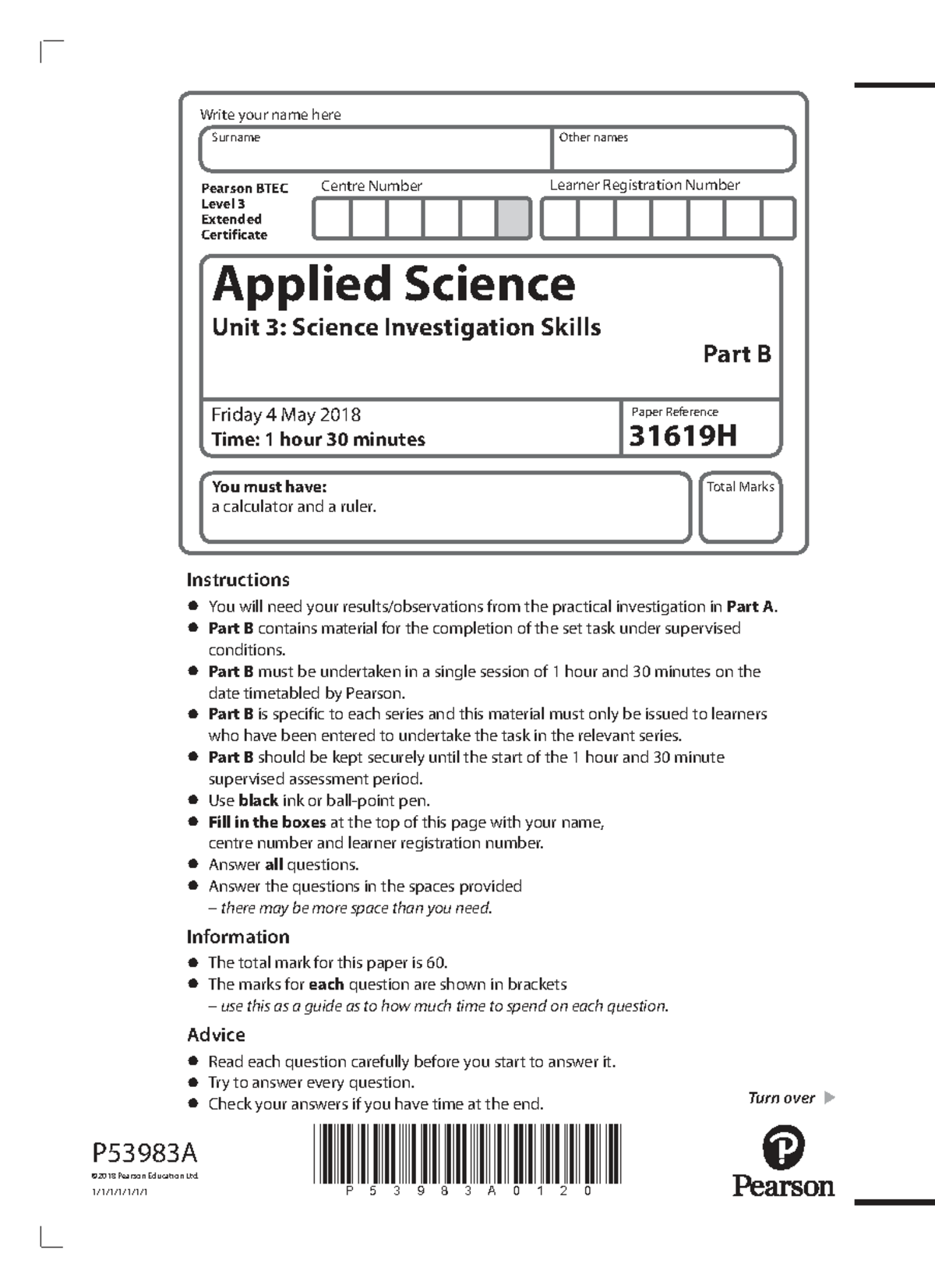 Unit 3: Science Investigation Skills - June 2018 Part B Exam - Studocu