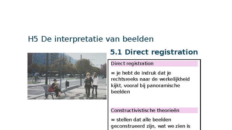 H5 Hoofdstuk 5: Interpretatie van Beelden en Psychologie van Waarneming ...