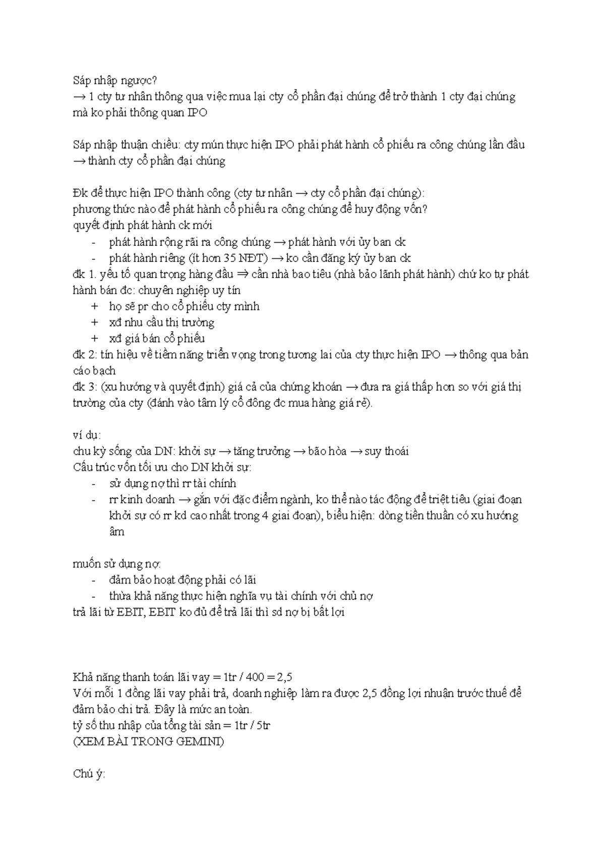 NOTE M&A Buổi 2: Chiến Lược Sáp Nhập và IPO - Studocu