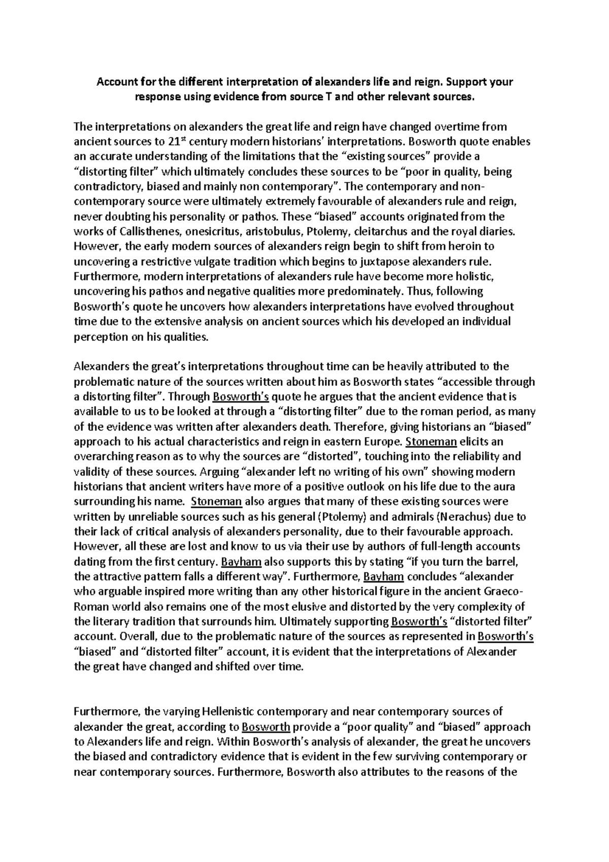 Interpretations of Alexander the Great's Life and Reign: An Essay - Studocu