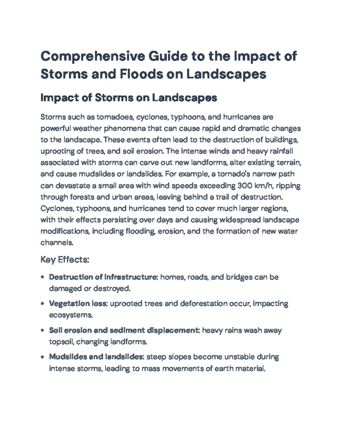 Comprehensive Overview of Storms & Floods' Impact on Landscapes - Studocu