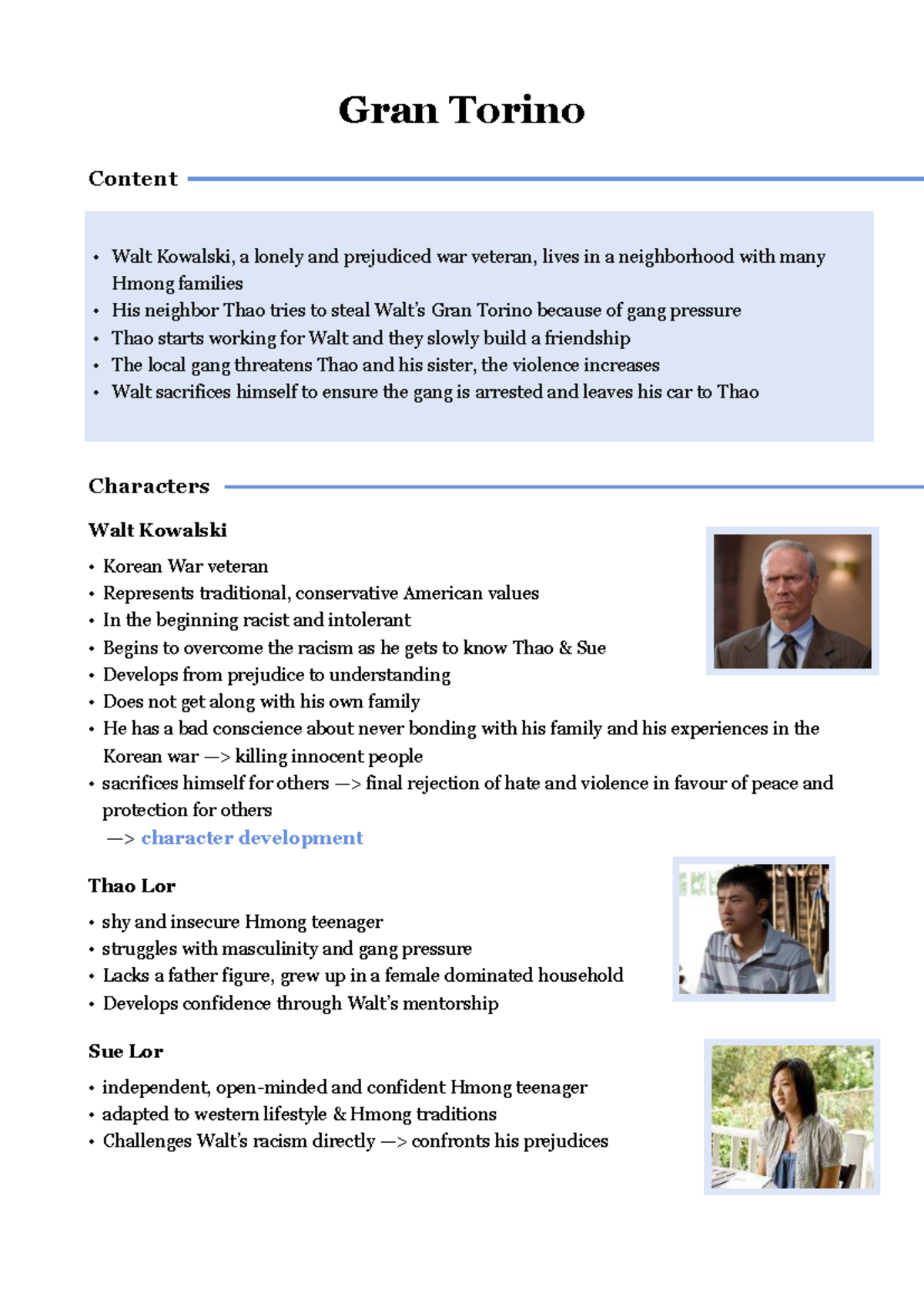 Gran Torino: Character Analysis and Themes in Film (ENG 101) - Studocu
