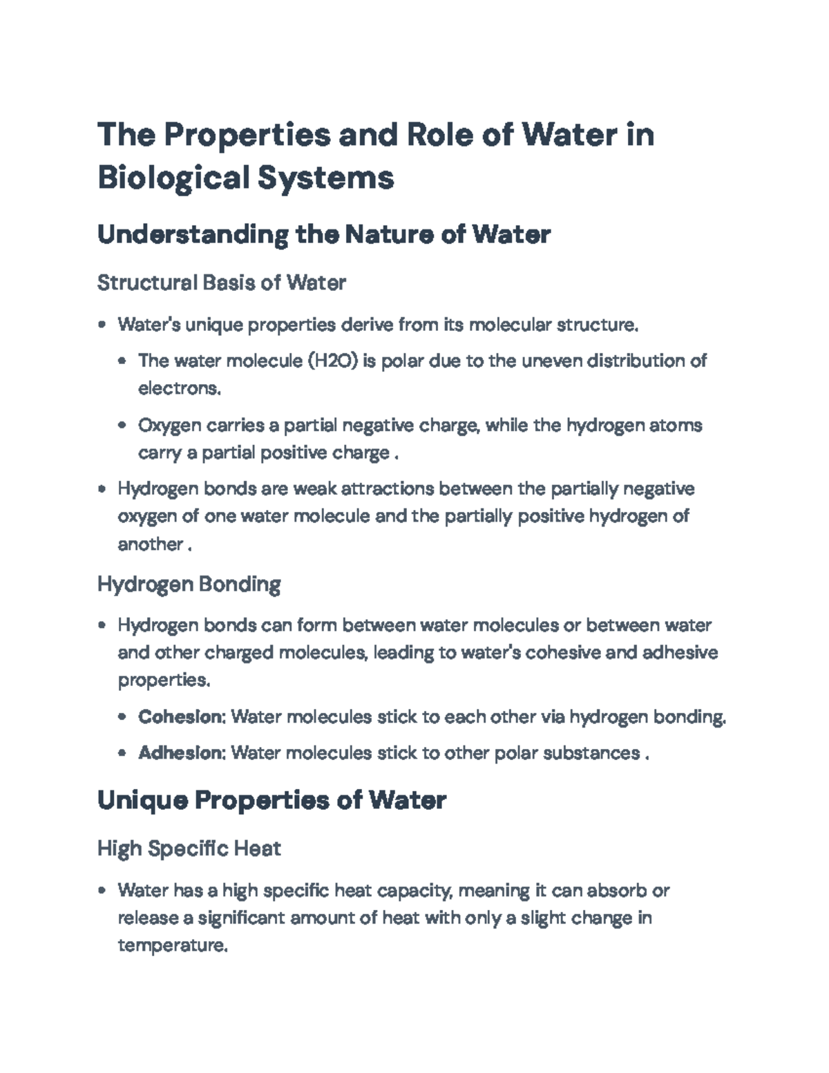 The Properties and Biological Role of Water: An In-Depth Overview - The ...