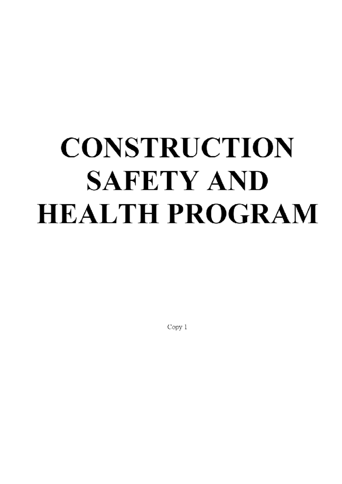 Construction Safety AND Health Program - 13, series of 1998 Guidelines ...