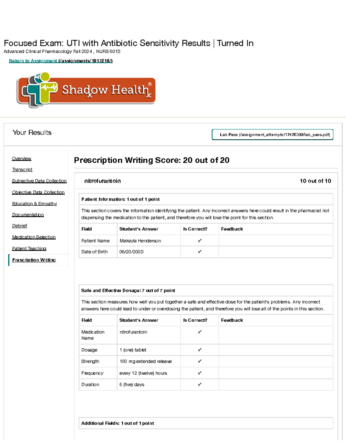 NURS 6013 Focused Exam: UTI Prescription Writing Guide - Studocu