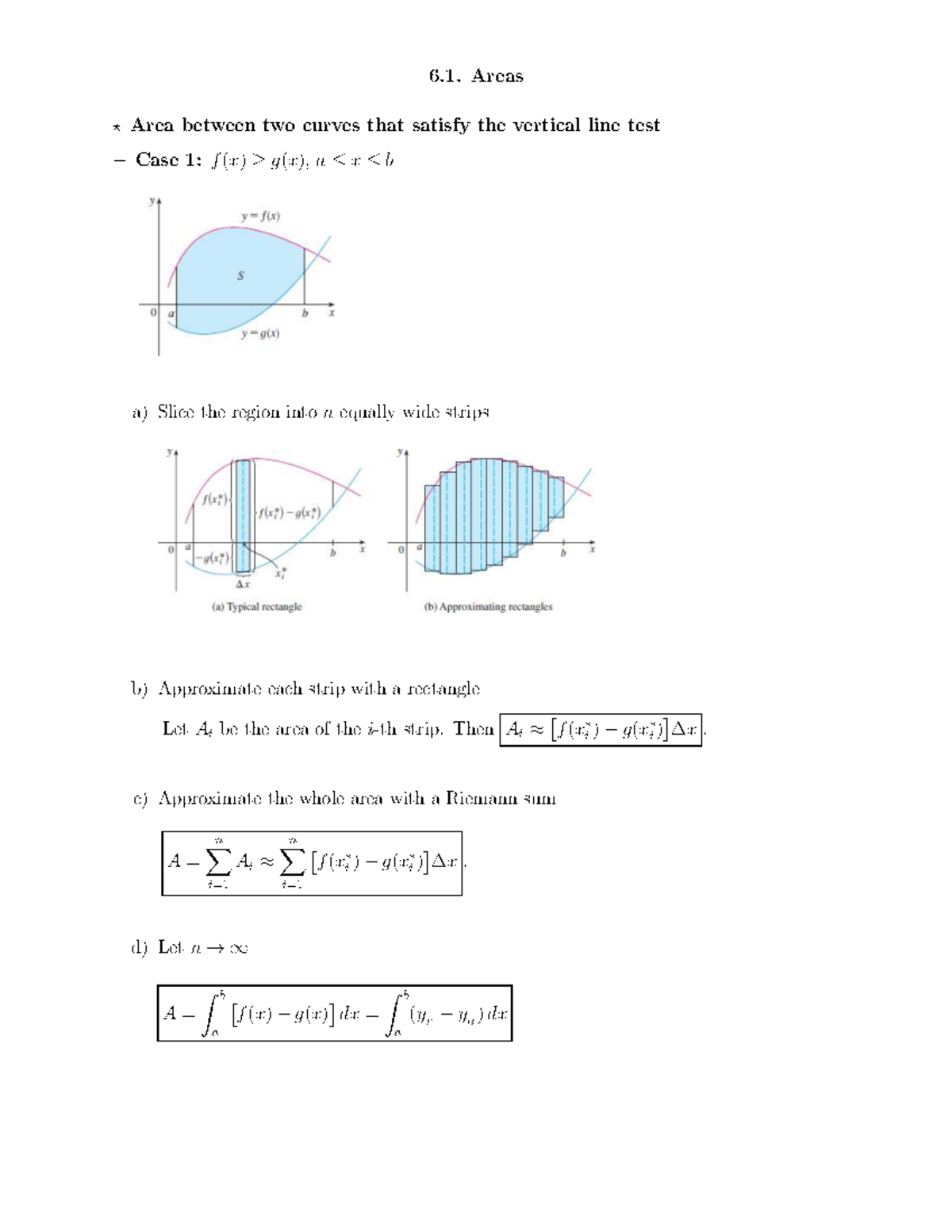 MATH 6.1. Areas: Lecture Notes on Area Between Curves - Studocu