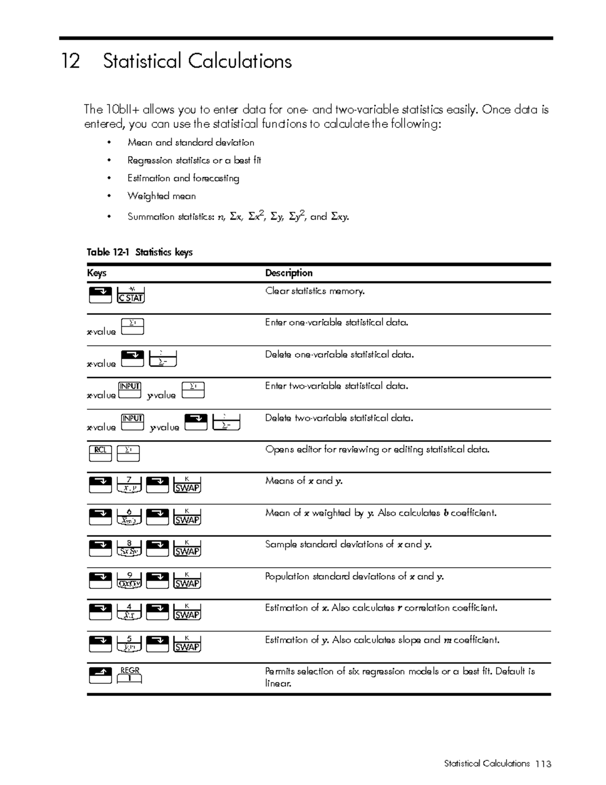 Statistical Functions and Calculations on HP10Bii+ Guide - Studocu