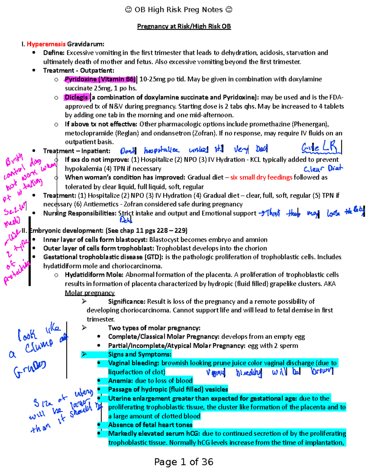OB 302 High Risk Pregnancy Exam II Study Outline - Studocu