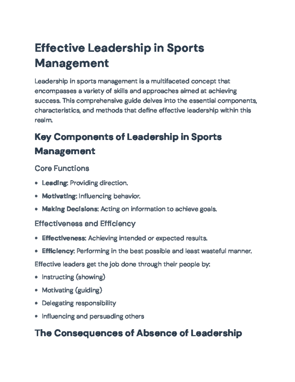 Effective Leadership in Sports Management: Key Strategies & Traits ...