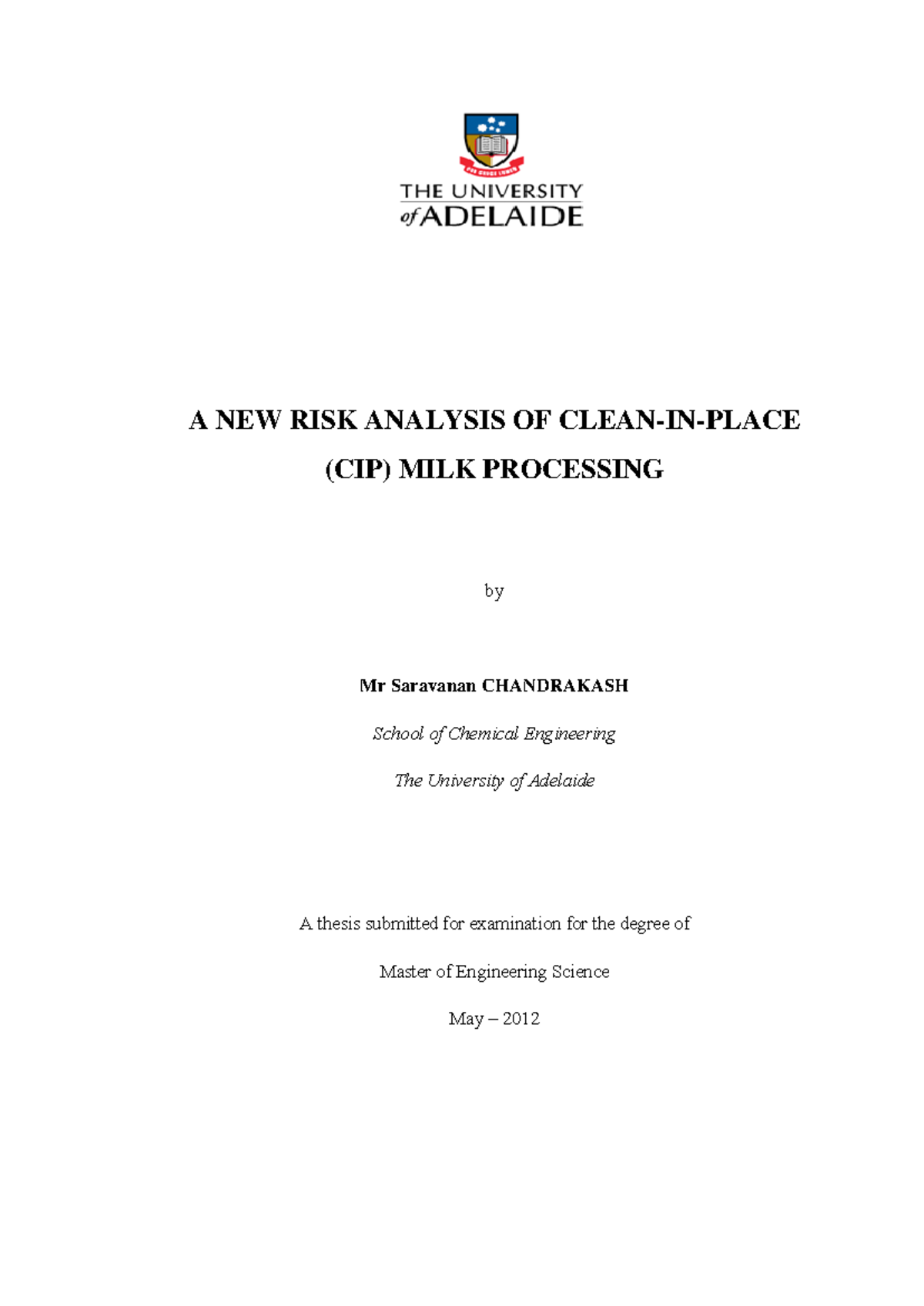 Risk Analysis of CIP in Milk Processing: Insights and Models - Studocu
