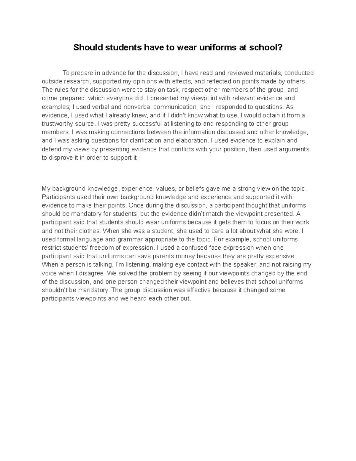 Should students have to wear uniforms at schooli - The rules for the ...