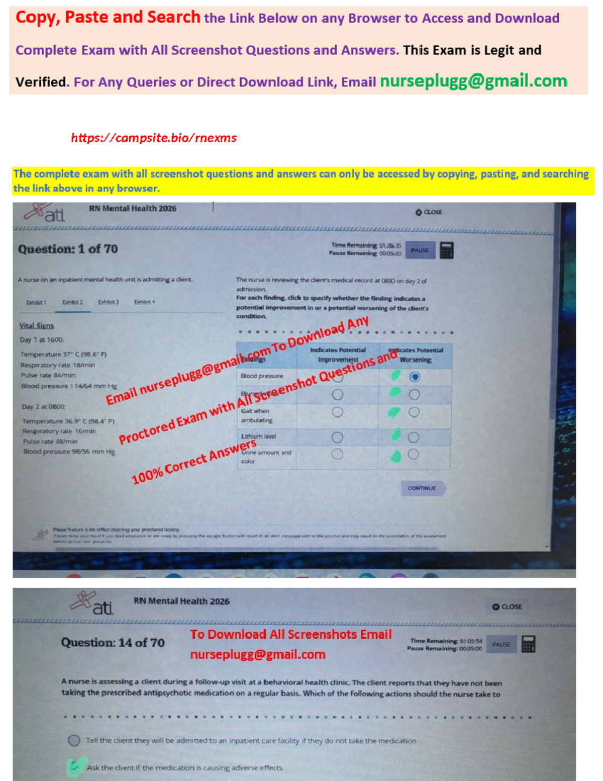 ATI RN Mental Health 2026 Proctored Exam NGN: 70 Questions & Answers ...