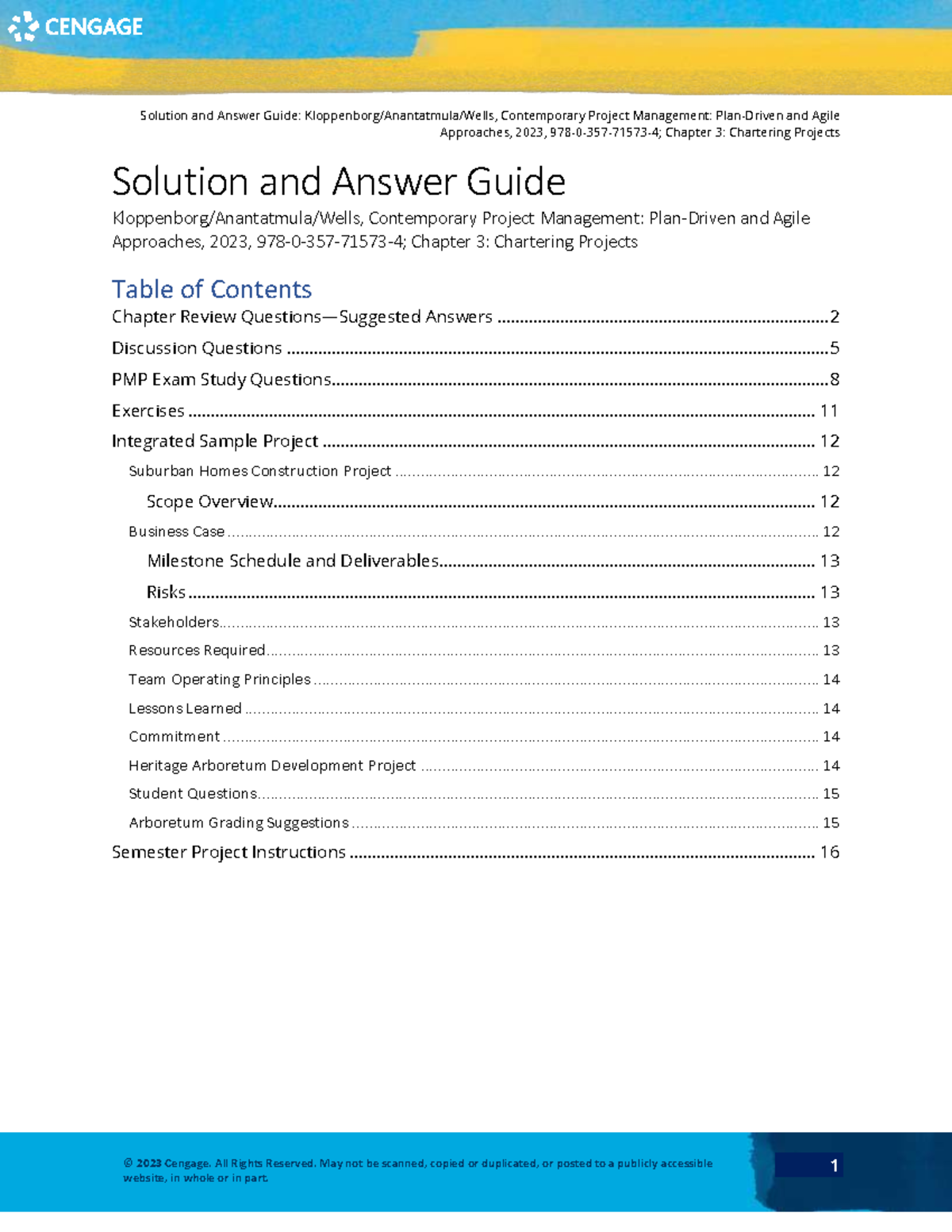Solution and Answer Guide: CPM5e - Chapter 3: Chartering Projects - Studocu