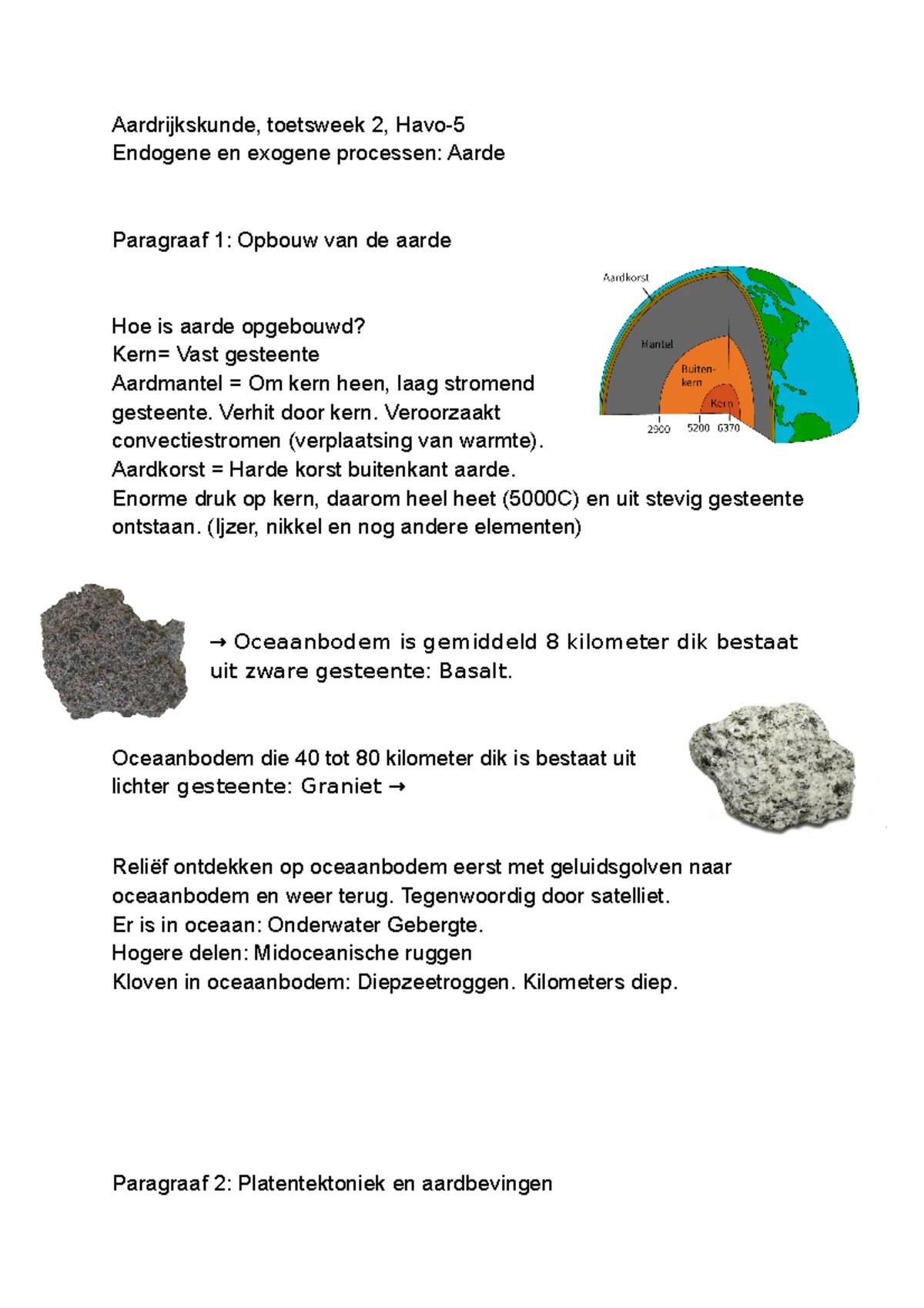 H5 - Aardrijkskunde H2: Exogene en Endogene Processen Samenvatting - Studeersnel