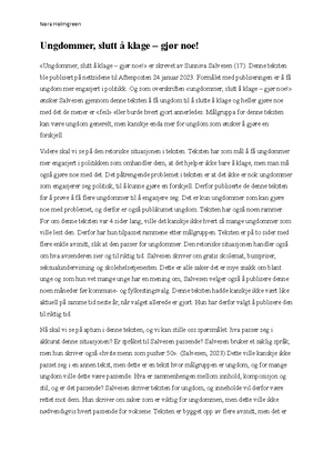 Retorisk analyse - Karakter: 6 - Trygve Bjelland Rønnevik, 1STC Norsk ...