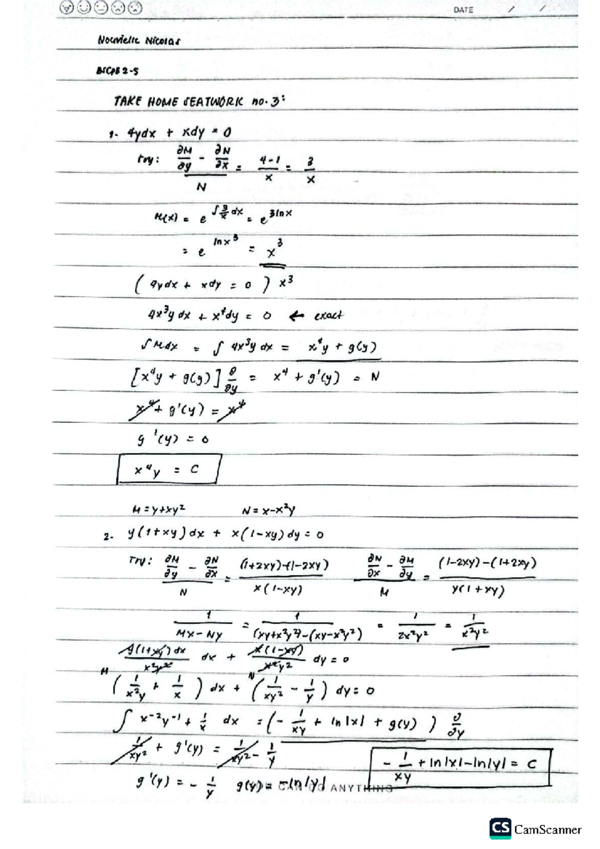 Take Home Seatwork 3: Differential Equations BSCPE2-5 - Studocu