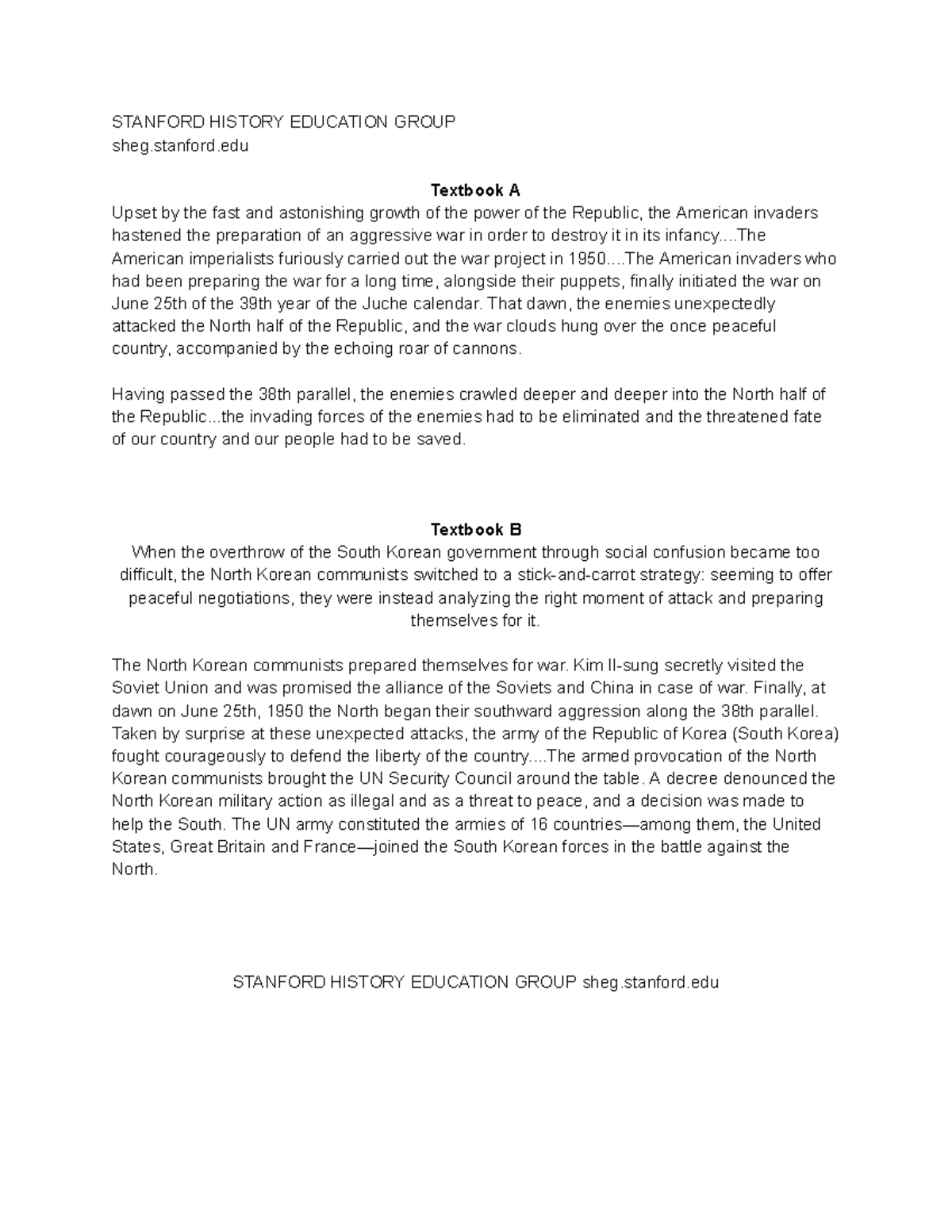 Korean War Analysis: Insights from SHEG Resources - Studocu