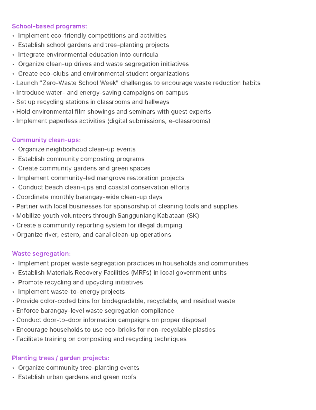 Solutions for Environmental Initiatives and Community Projects - Studocu