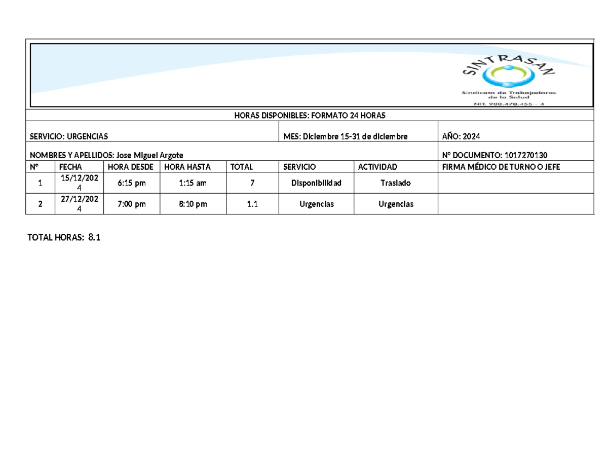 Horas DIC JOSE - DDDDDDD - Ciencias naturales - HORAS DISPONIBLES ...