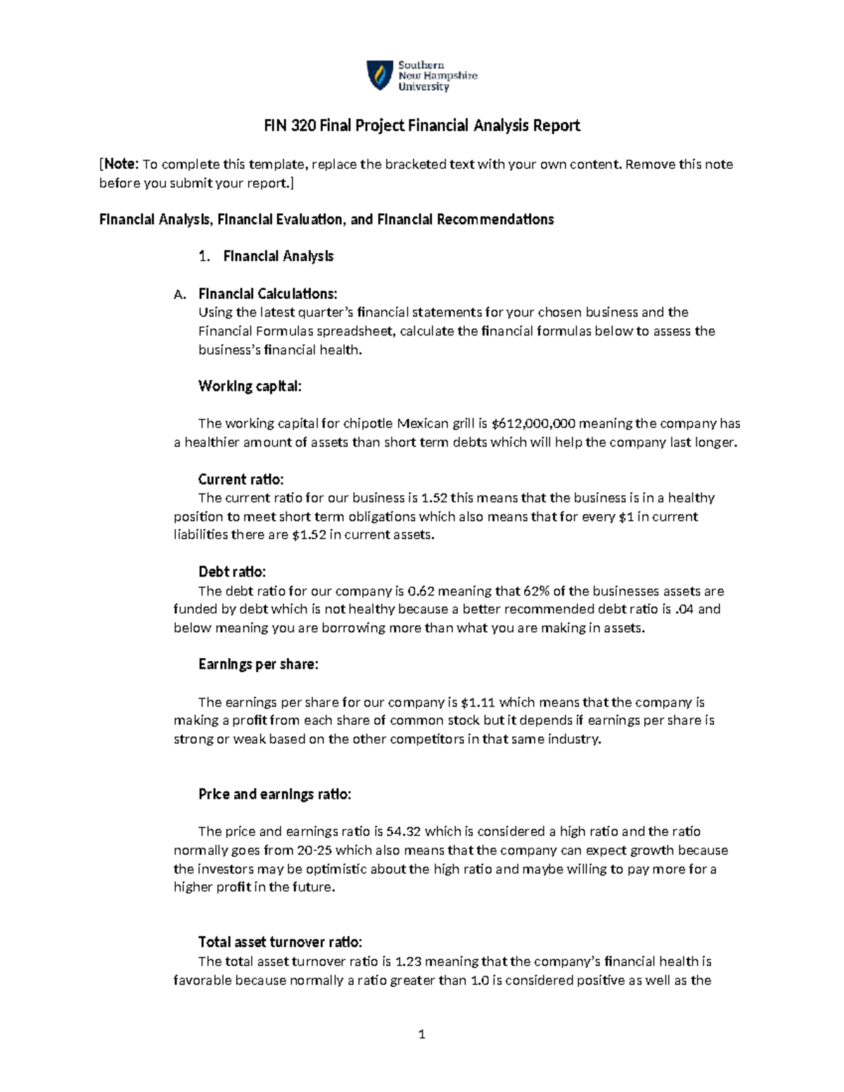 FIN 320 Final Project: Comprehensive Financial Analysis of Chipotle ...