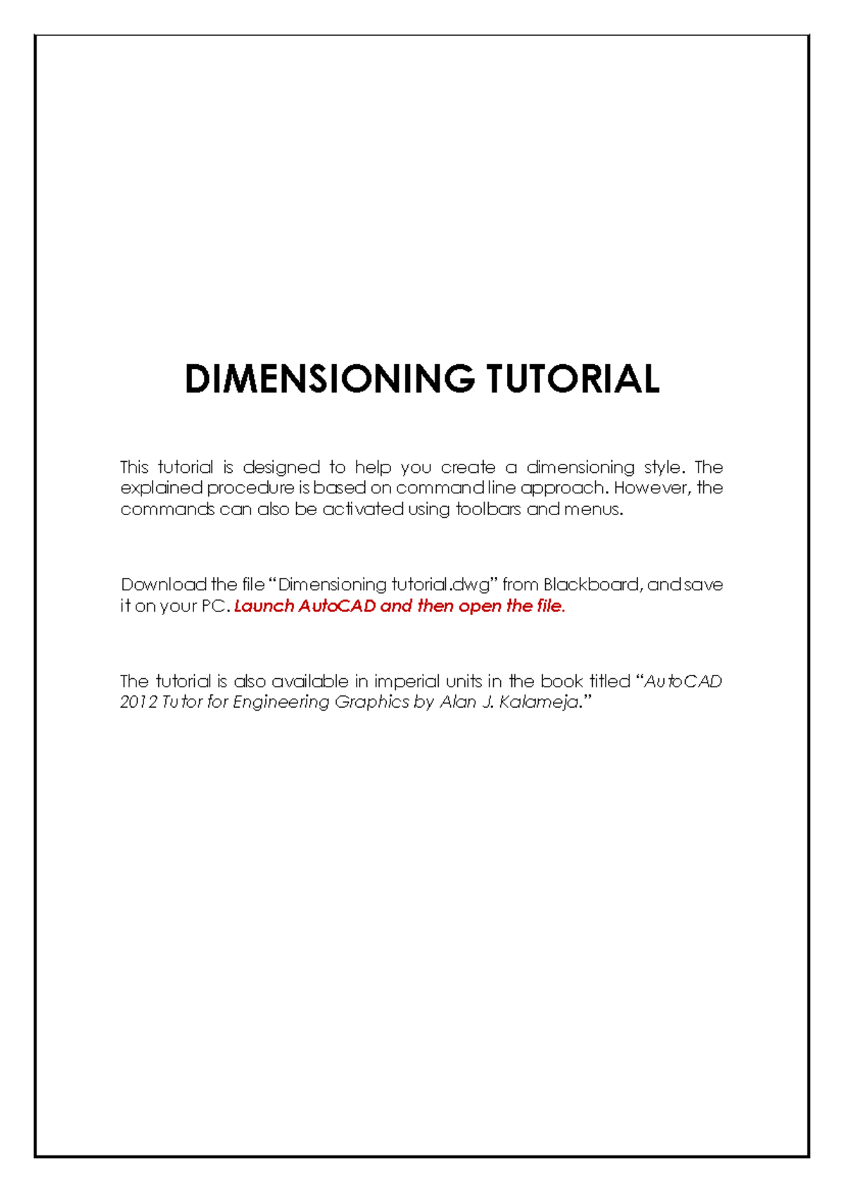 MCEN2006 Dimensioning Tutorial: Creating a Dimensioning Style - Studocu